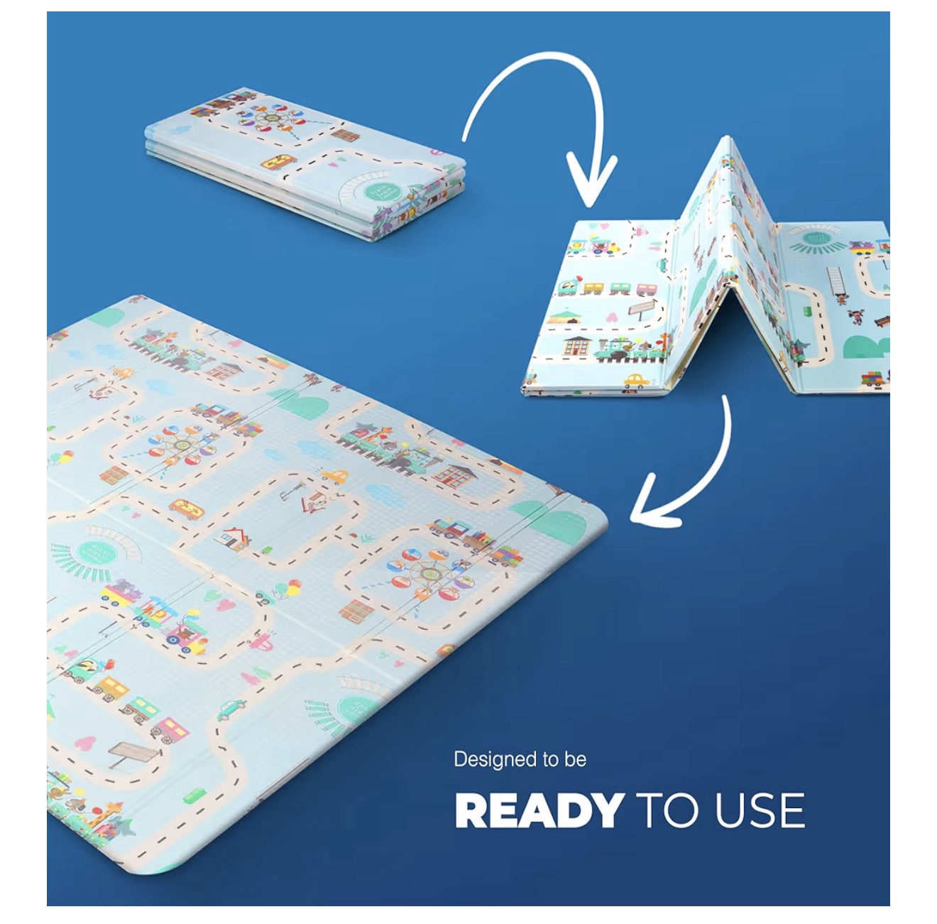 Alfombra de Juego reversible y plegable– Diseño pinos y animales ...